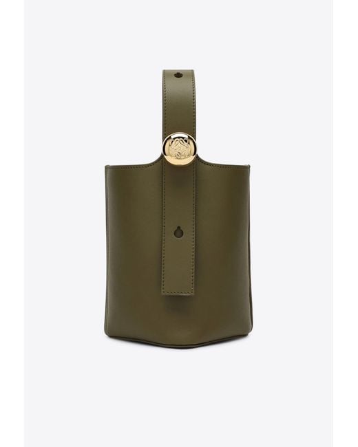 Loewe Mini Pebble Leather Bucket Bag in Green | Lyst