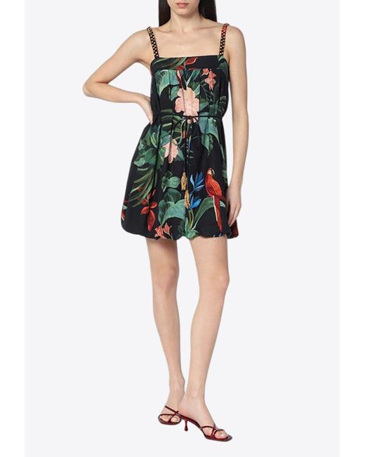 FARM Rio Midnight Macaw Fiesta Floral Mini Dress in Green | Lyst
