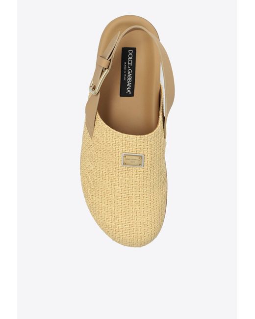 Dolce & Gabbana Logo Tag Woven-Raffia Clogs in White for Men | Lyst