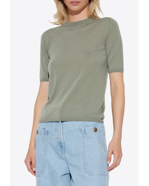 Max Mara Gerico Wool Knit Top in Green | Lyst