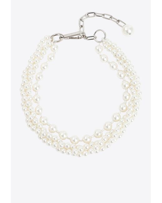 Simone Rocha Double Twisted Pearl Necklace In White Lyst