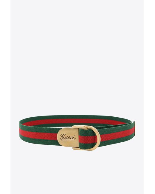 Gucci Web Wide Logo Buckle Belt in White for Men | Lyst
