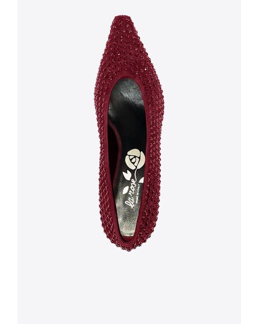 LA ROSE Crystal Embellished Pumps in Red | Lyst