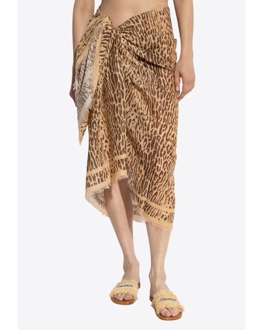 Zimmermann Animal Print Frayed Pareo in Natural | Lyst
