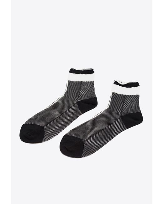 Antipast Sheer Striped Crew Socks in Black | Lyst