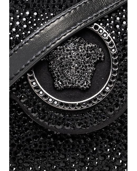 Versace Mini La Medusa Crystal-embellished Shoulder Bag in Black | Lyst