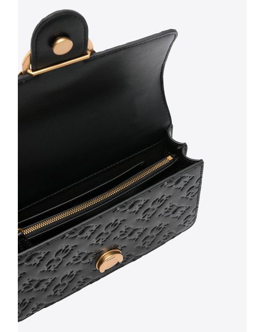 Pinko Mini Love Logo-Embossed Leather Crossbody Bag in White | Lyst