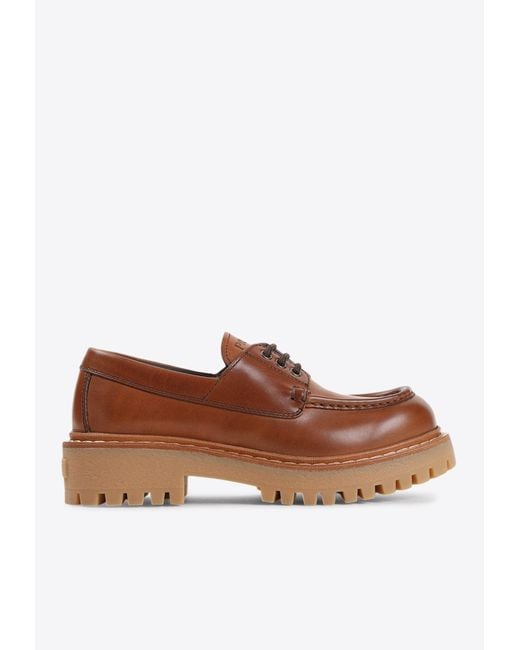 Prada St. Moritz Derby Lace-Up Shoes in Brown | Lyst
