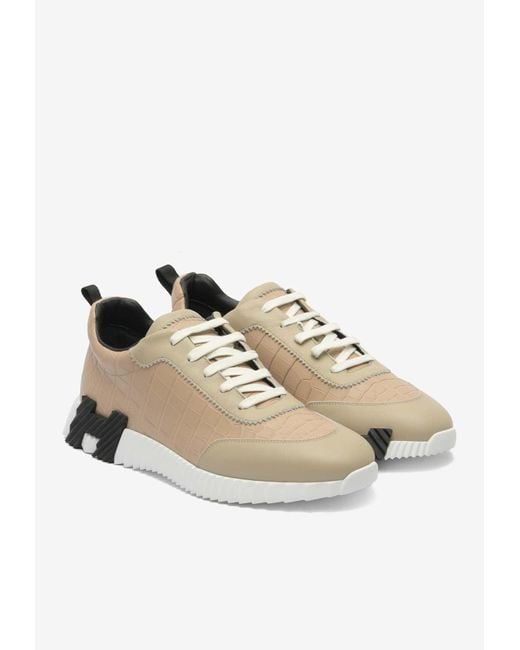 Hermès Bouncing Low-top Sneakers In Matt Nilo Croc Leather in Natural for Men | Lyst