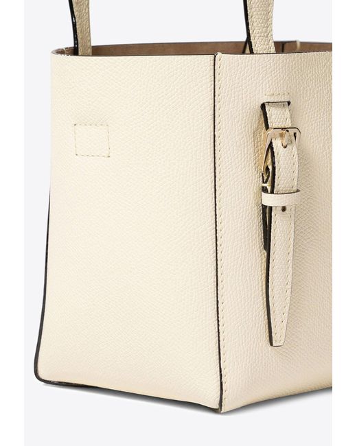 Valextra Mini Con Tracolla Soft Leather Bucket Bag in White | Lyst