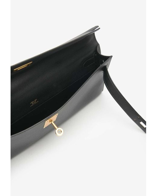 Hermès Kelly Cut Clutch Bag In Black Swift Leather With Gold Hardware ...