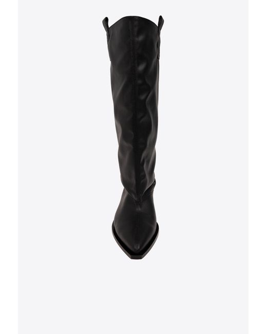 Ganni Western Loose Knee-High Tubular Boots in Black | Lyst