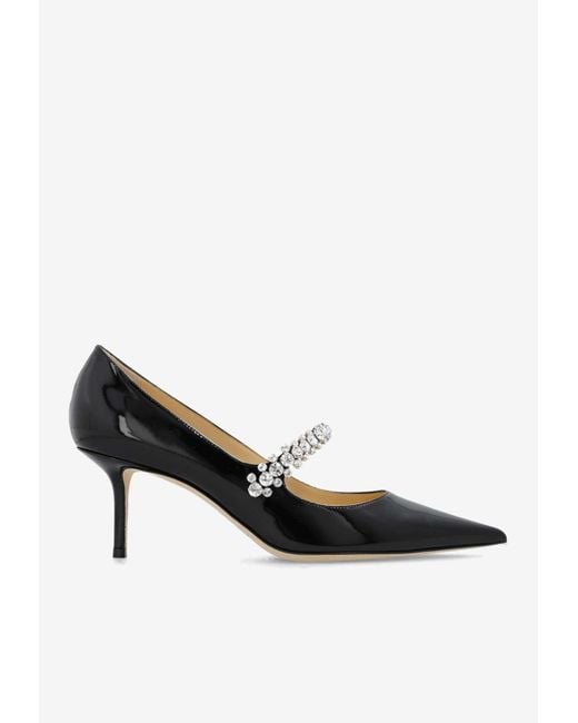 Jimmy Choo Bing 65 Crystal Embellished Patent Leather Pumps in Black | Lyst