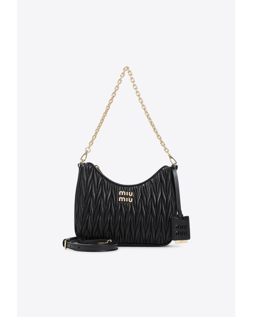 Miu Miu Matelassé Nappa Leather Shoulder Bag in White | Lyst