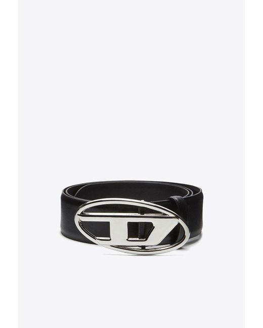 DIESEL B-1Dr Oval D Buckle Leather Belt in White for Men | Lyst