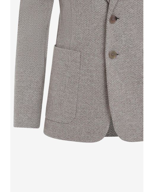 Ralph Lauren Herringbone Hailey Blazer in Gray | Lyst
