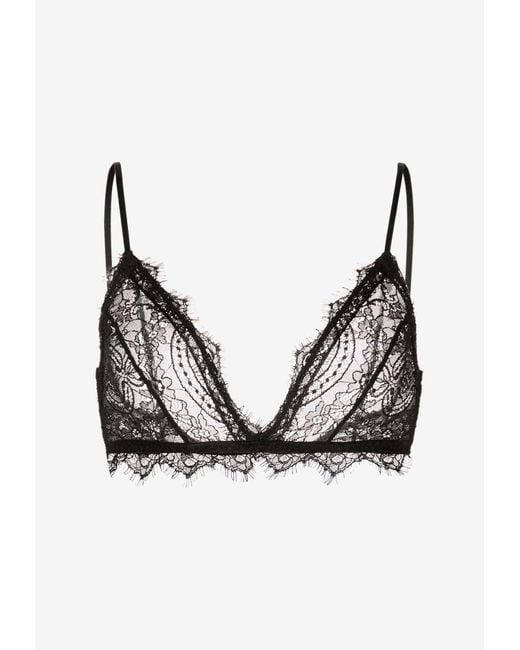 Anine Bing Semi-Sheer Lace Bra With Trims in Black | Lyst