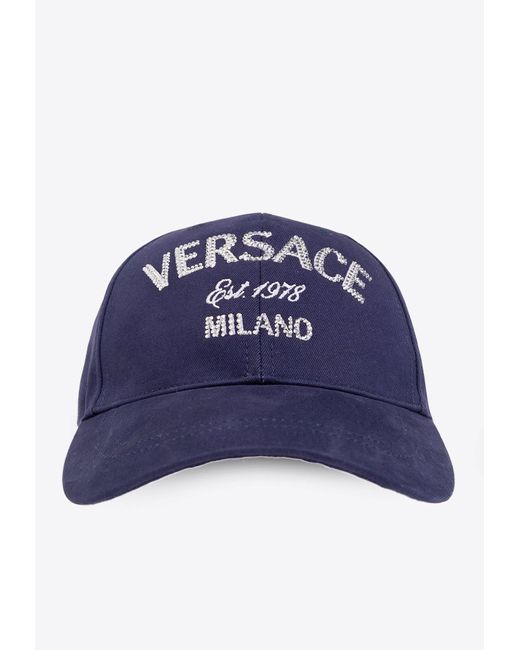 Versace Logo Embroidered Baseball Cap in Blue | Lyst