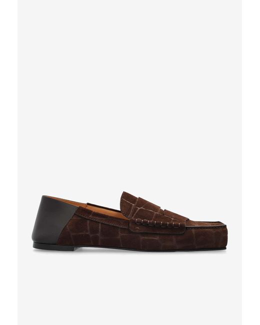 Jacquemus Carré Croc-Embossed Suede Loafers in Brown for Men | Lyst