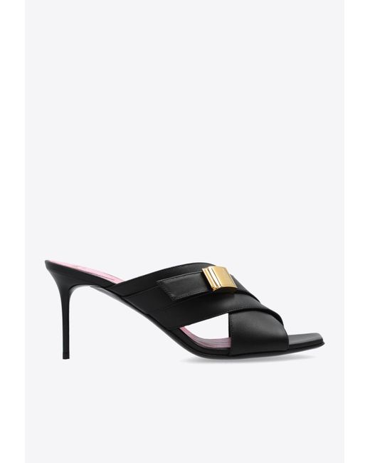 Balmain 75 Crossover Leather Mules in White | Lyst