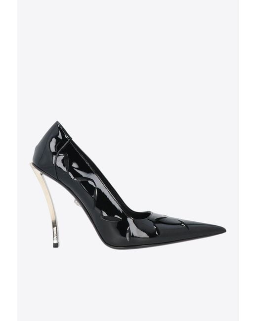 Versace Pin Point 110 Patent Leather Pumps in White | Lyst