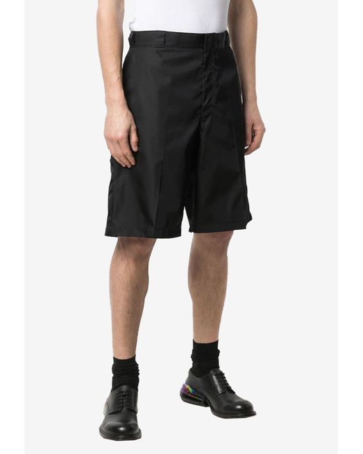 Prada Triangle Logo Re-Nylon Bermuda Shorts in Black for Men | Lyst