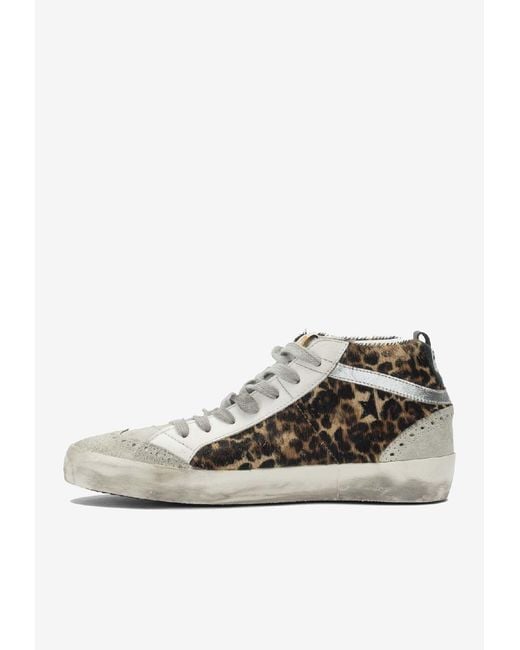 Golden Goose Mid Star Distressed High-Top Sneakers in White | Lyst