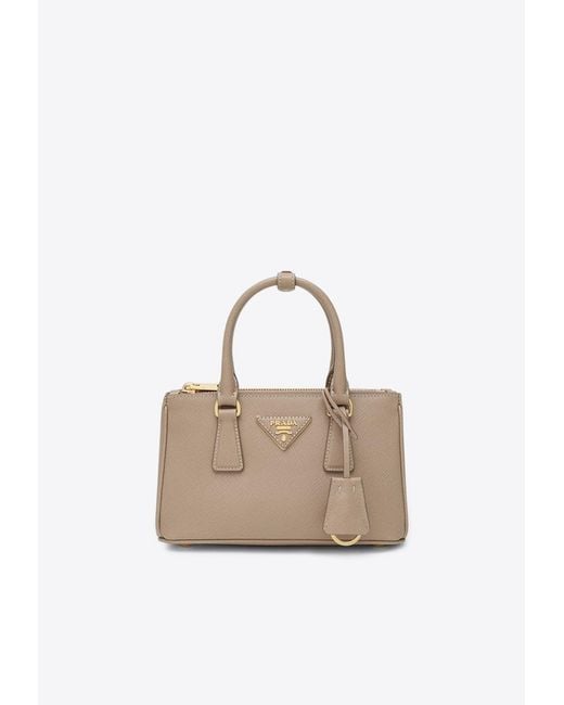 Prada Mini Galleria Saffiano Leather Handbag in White | Lyst