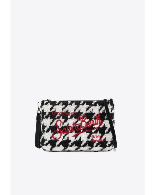 Mc2 Saint Barth Parisienne Houndstooth Zip Pouch in White | Lyst