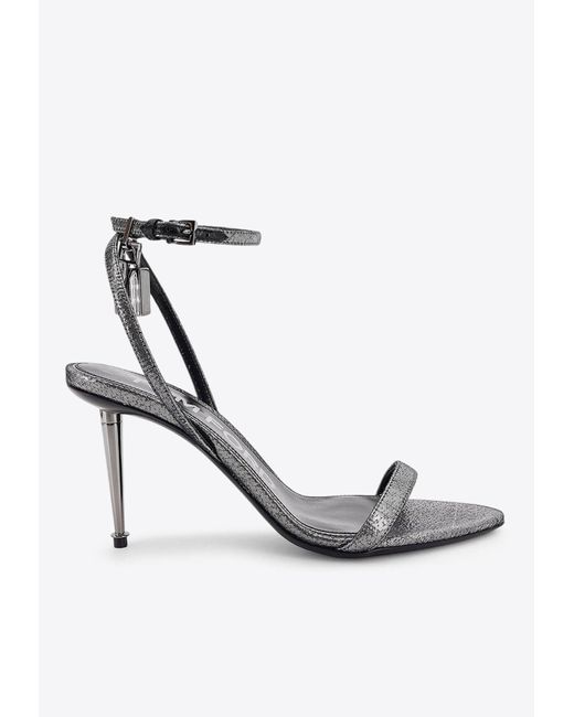 Tom Ford Padlock 85 Laminated Leather Sandals in White | Lyst
