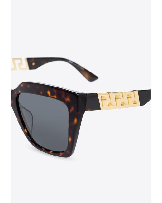 Versace Greca Square-Framed Sunglasses in Black | Lyst
