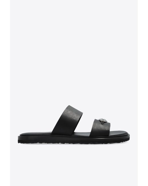 Jimmy Choo Raiden Leather Slides in White for Men | Lyst