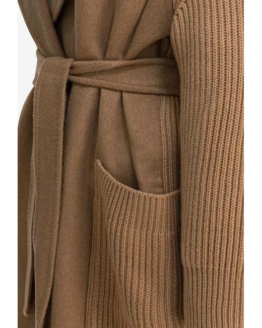 Max Mara Berard Belted Long Coat in Natural | Lyst