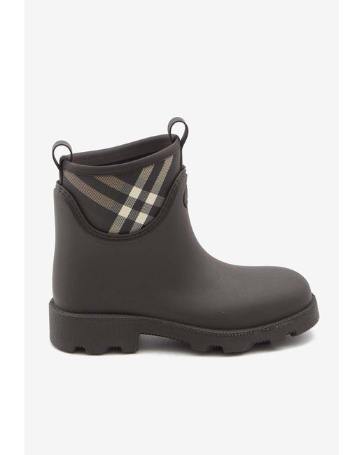 Burberry Marsh Stamp Ankle Rain Boots in Black | Lyst