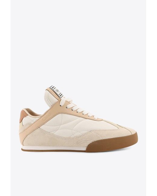 Chloé Kick Leather And Suede Low-Top Sneakers in White | Lyst