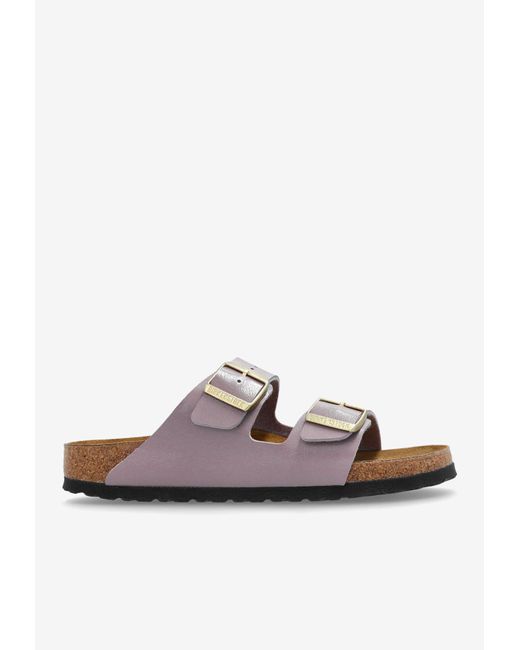 Birkenstock Arizona Double-Strap Slides in Brown | Lyst