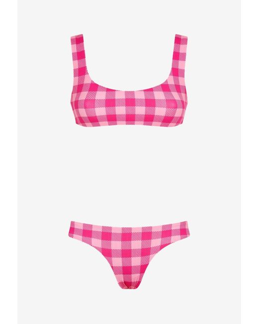 Solid And Striped Synthetic The Elle Reversible Checkered Bikini Set In