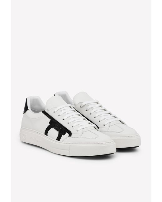 Ferragamo Leather Low Top Sneakers In White For Men Save 36 Lyst