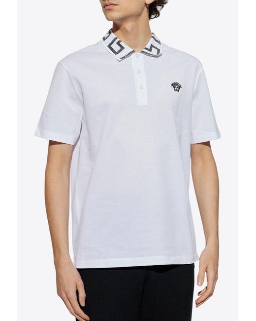 Versace Greca And Medusa Polo T-Shirt in White for Men | Lyst