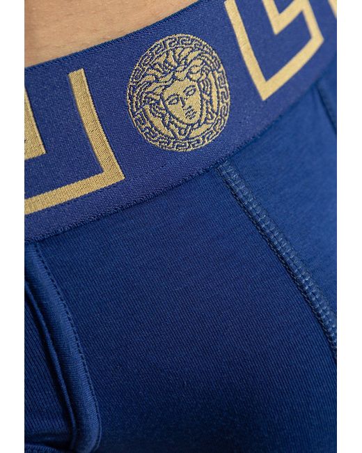 Versace Greca Border Low-Rise Briefs in Blue for Men | Lyst
