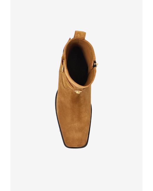 Versace Angelo 70 Suede Chelsea Boots in Brown for Men | Lyst