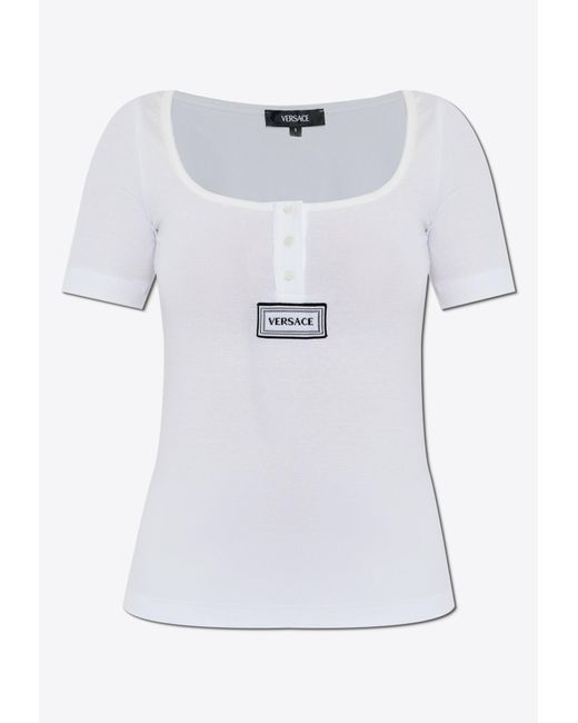Versace 90S Vintage Logo Top in White | Lyst