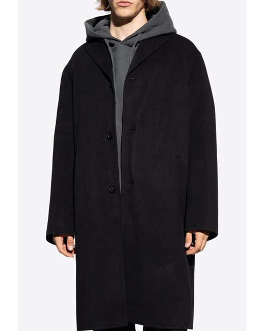 Acne Studios Single-Breasted Wool Coat in Black for Men | Lyst