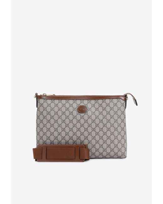 Gucci Gg Monogram Messenger Bag in Gray for Men | Lyst