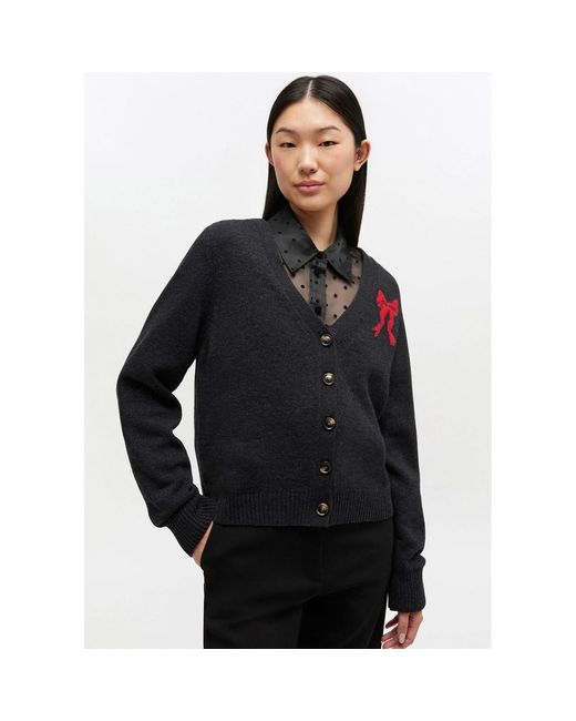 Ganni Graphic Bunny Wool Cardigan in Black | Lyst UK
