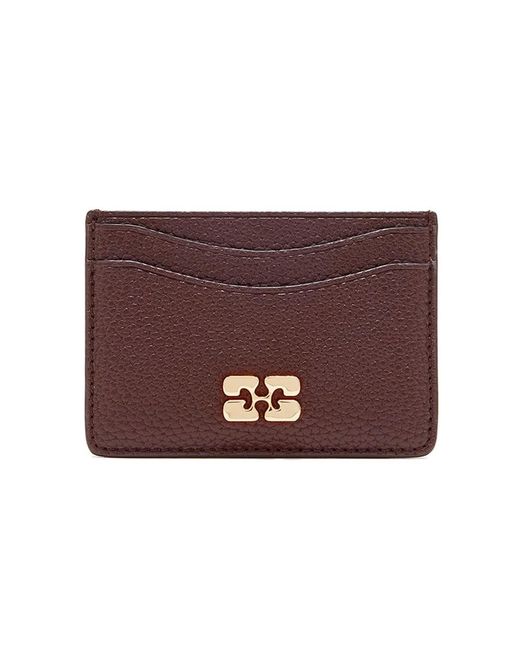 Ganni Grained Card Holder in Purple | Lyst UK