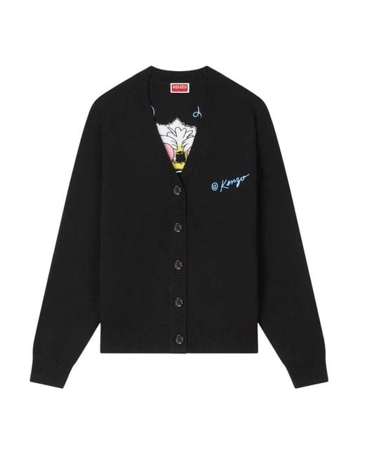 KENZO Wild Tiger" Wool And Cotton Cardigan in Black | Lyst UK