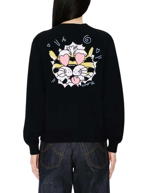 KENZO Wild Tiger" Wool And Cotton Cardigan in Black | Lyst UK