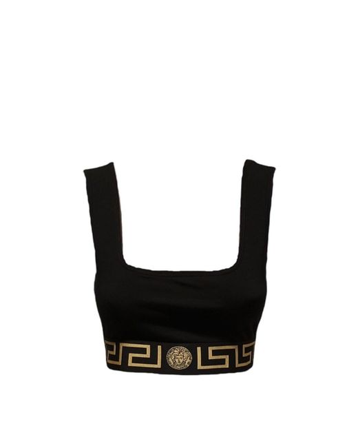 Versace Top With Jacquard Logo in White | Lyst