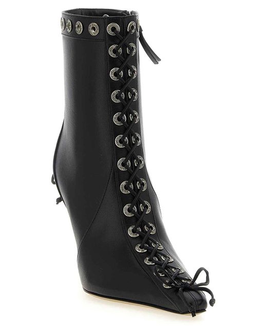 Mach & Mach Crystalized Corset Ankle Boots in Black | Lyst UK